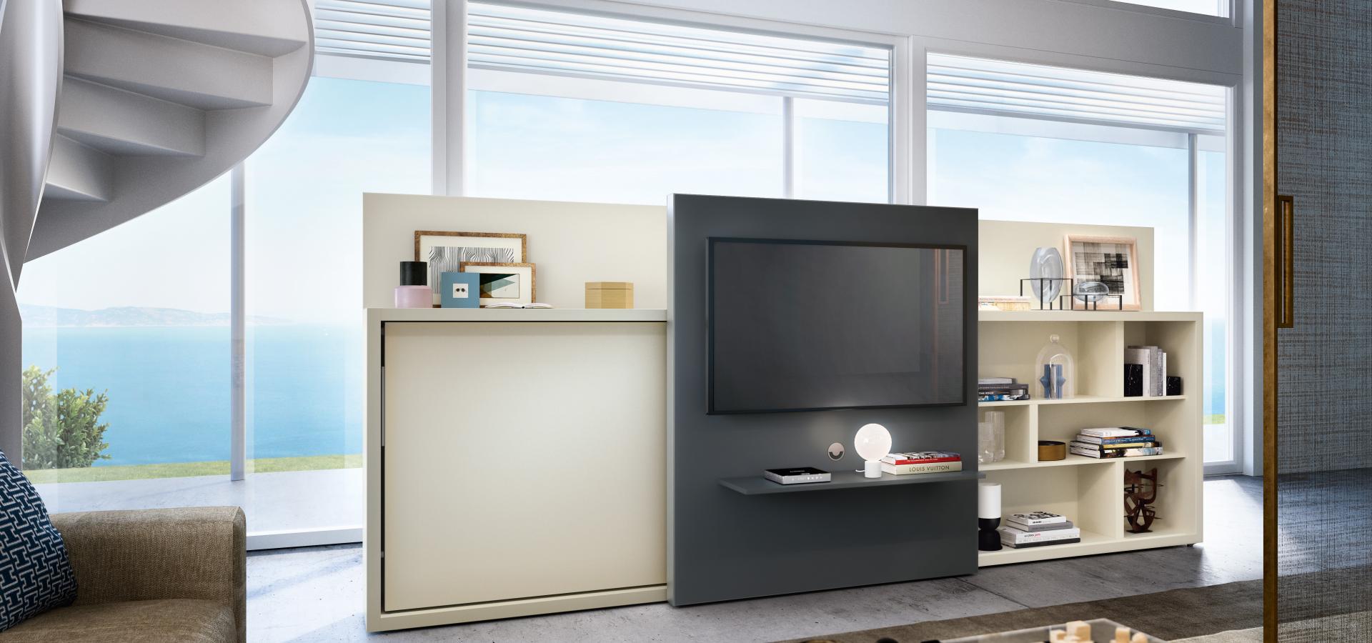 Foldaway Single Bed With Cables For Holding Tv Poppi Theatre Clei